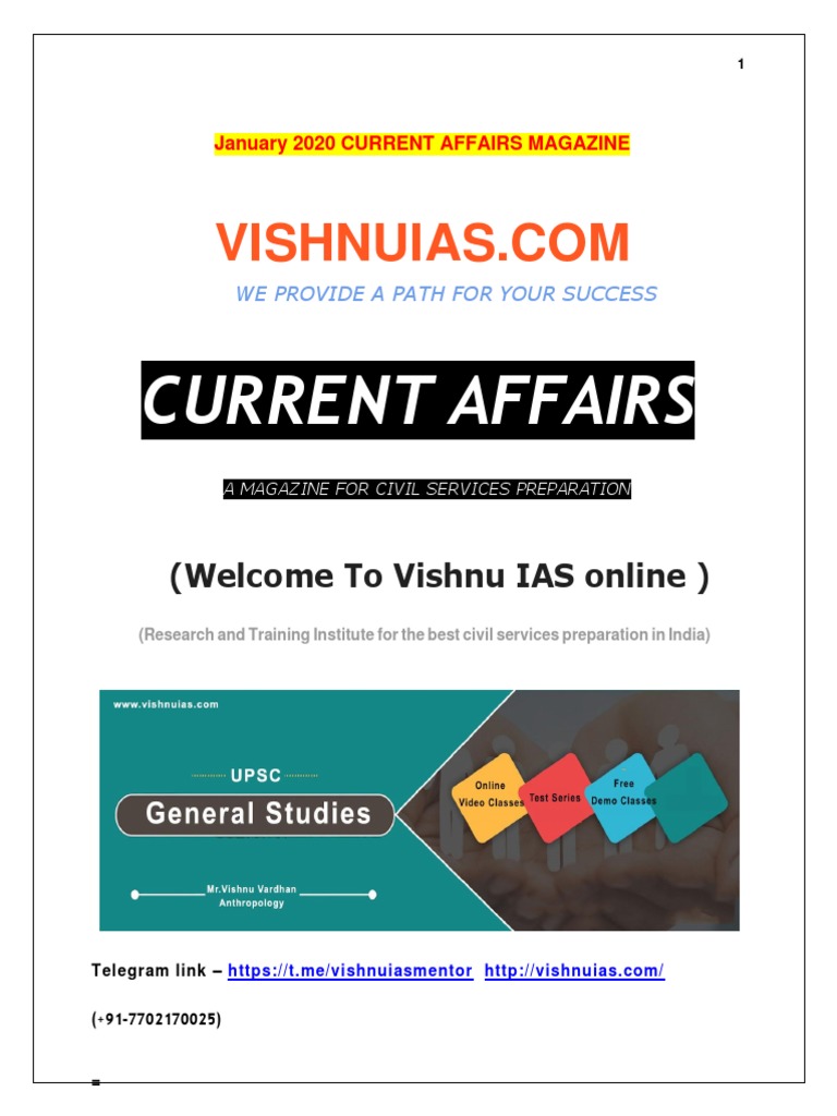 Current Affairs Magazine January 2020 PDF | PDF | Oslo Accords ...