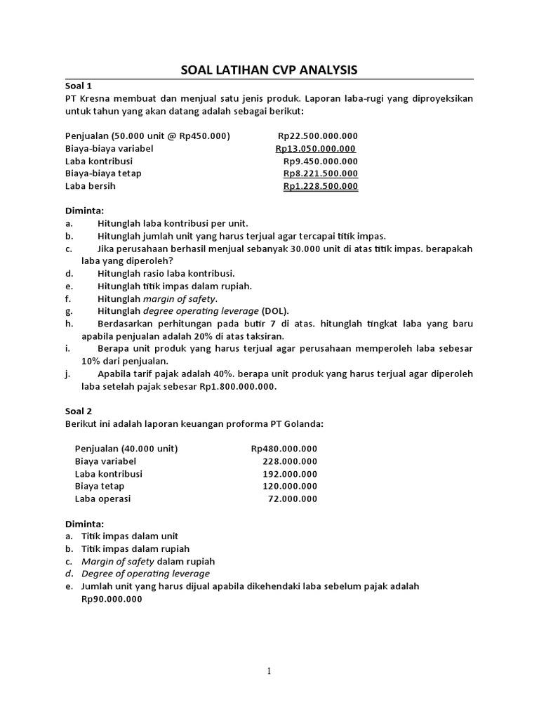 Soal Jawab CVP-2-B1 | PDF