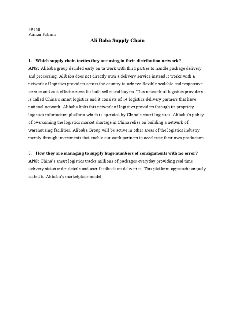 Alibaba's Smart Logistics Strategy | PDF