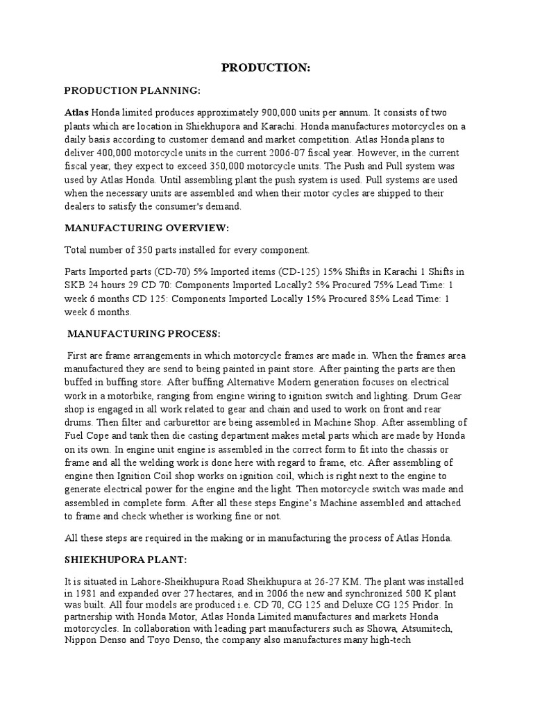 Atlas Honda production plan exceeds 350k motorcycles | PDF | Motorcycle ...