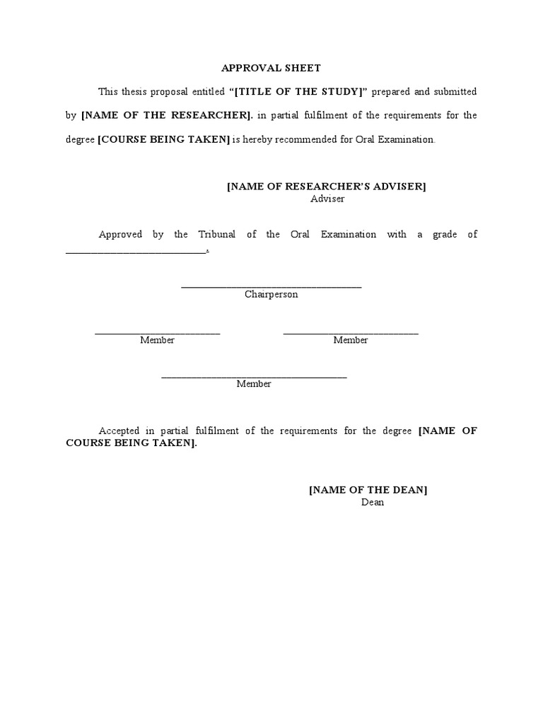 Thesis Proposal Approval Sheet | PDF