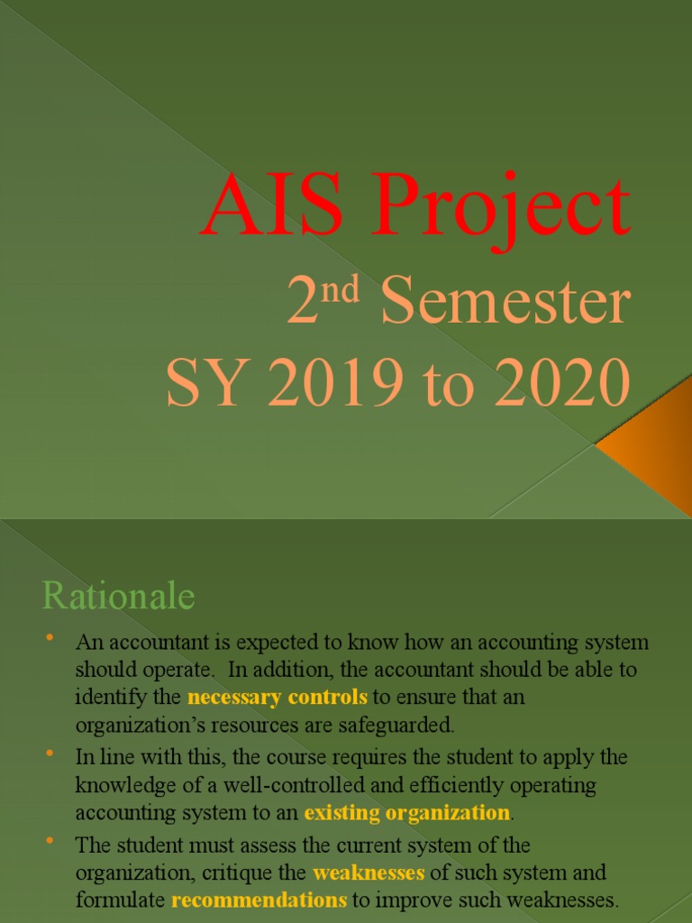 AIS Project: 2 Semester SY 2019 To 2020 | PDF | Business