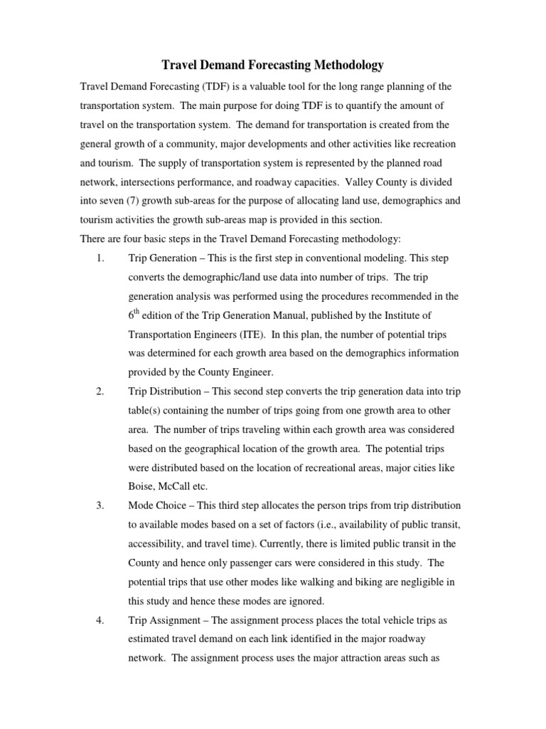 Travel Demand Forecasting Methodology | Download Free PDF | Traffic | Transport