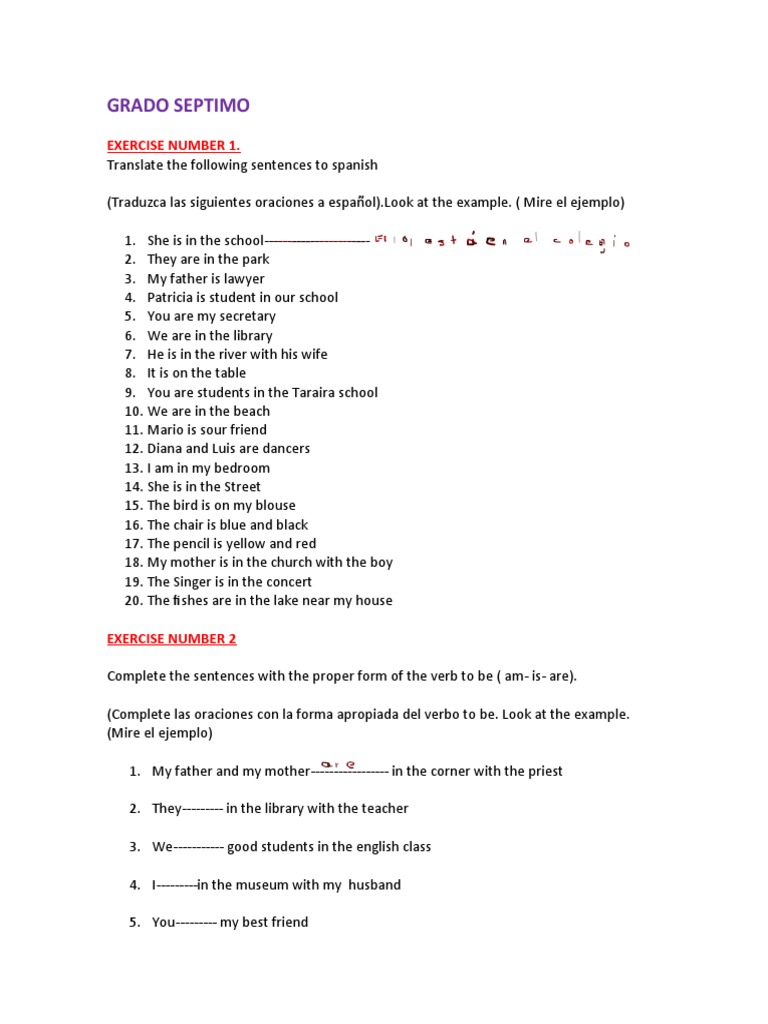 Spanish Grammar Exercises on Verb Conjugation and Sentence Translation ...