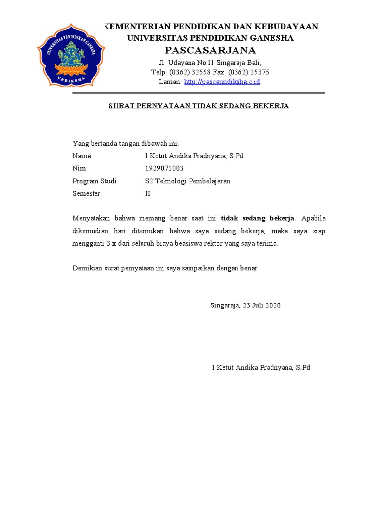 Contoh Pengajuan Beasiswa | PDF