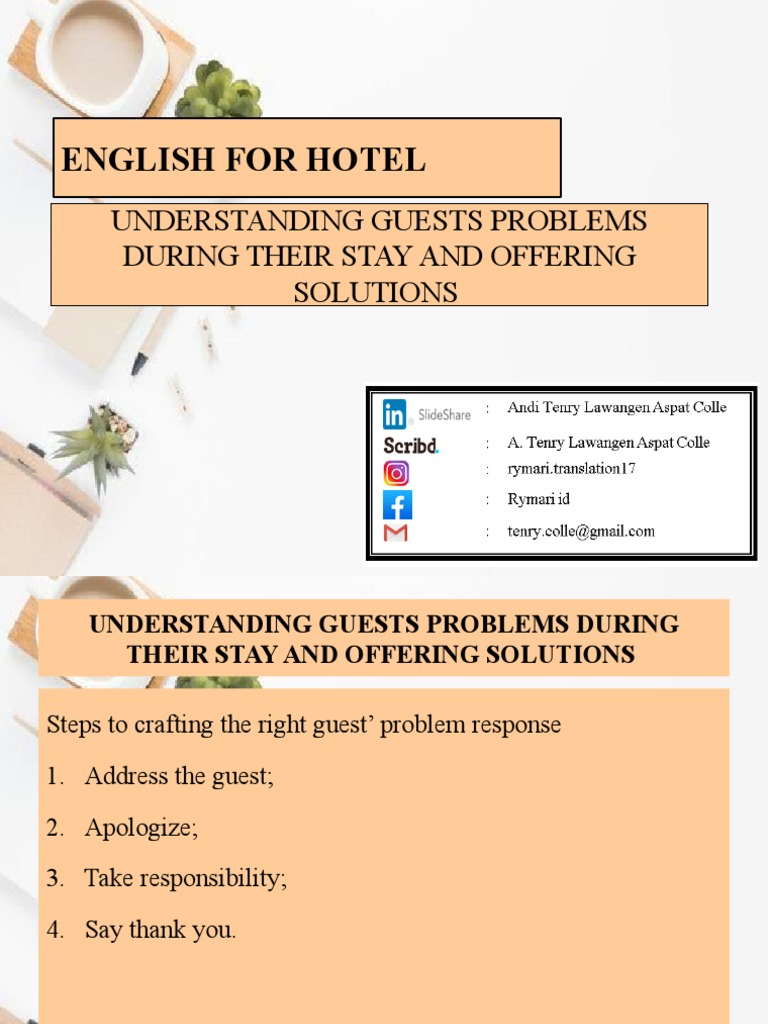 English For Hotel: Understanding Guests Problems During Their Stay and ...