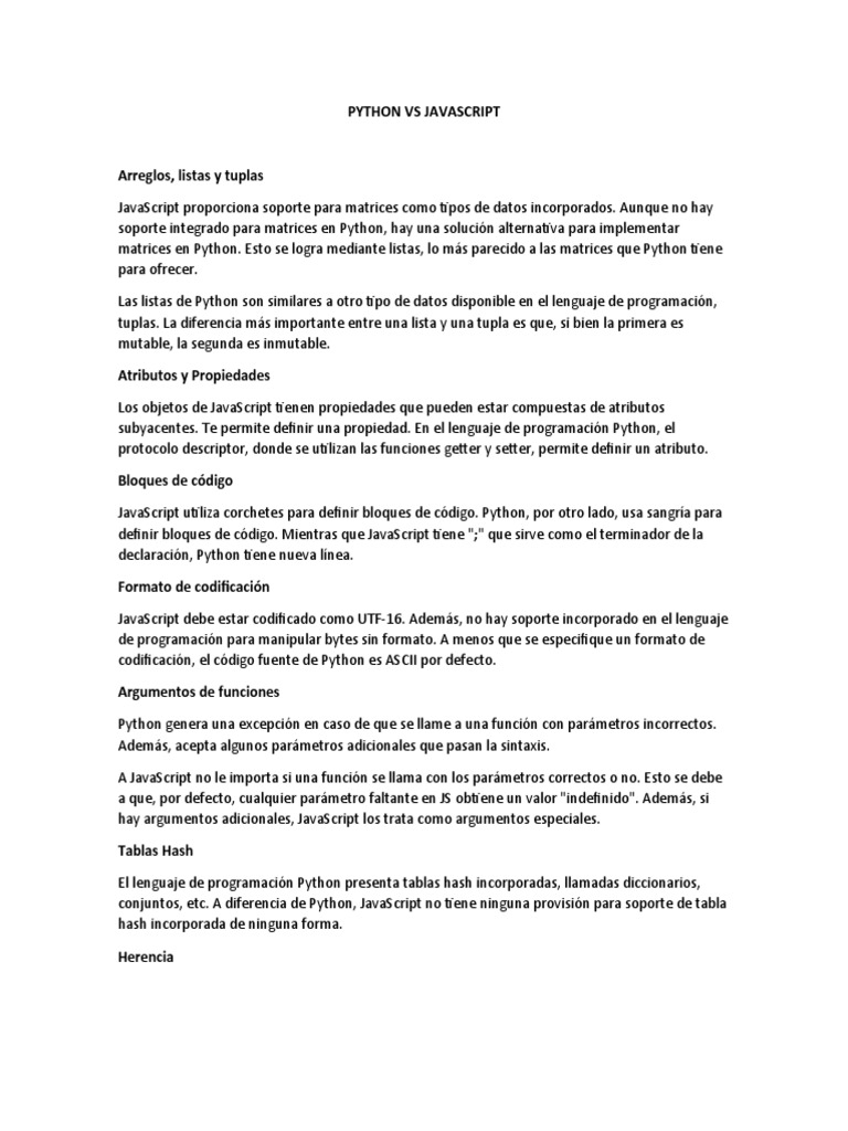 Python VS Javascript | PDF | Script Java | Python (lenguaje de ...