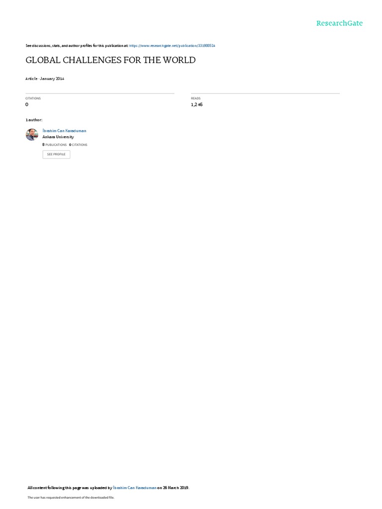 Global Challenges Overview | PDF | Global Warming | Violence