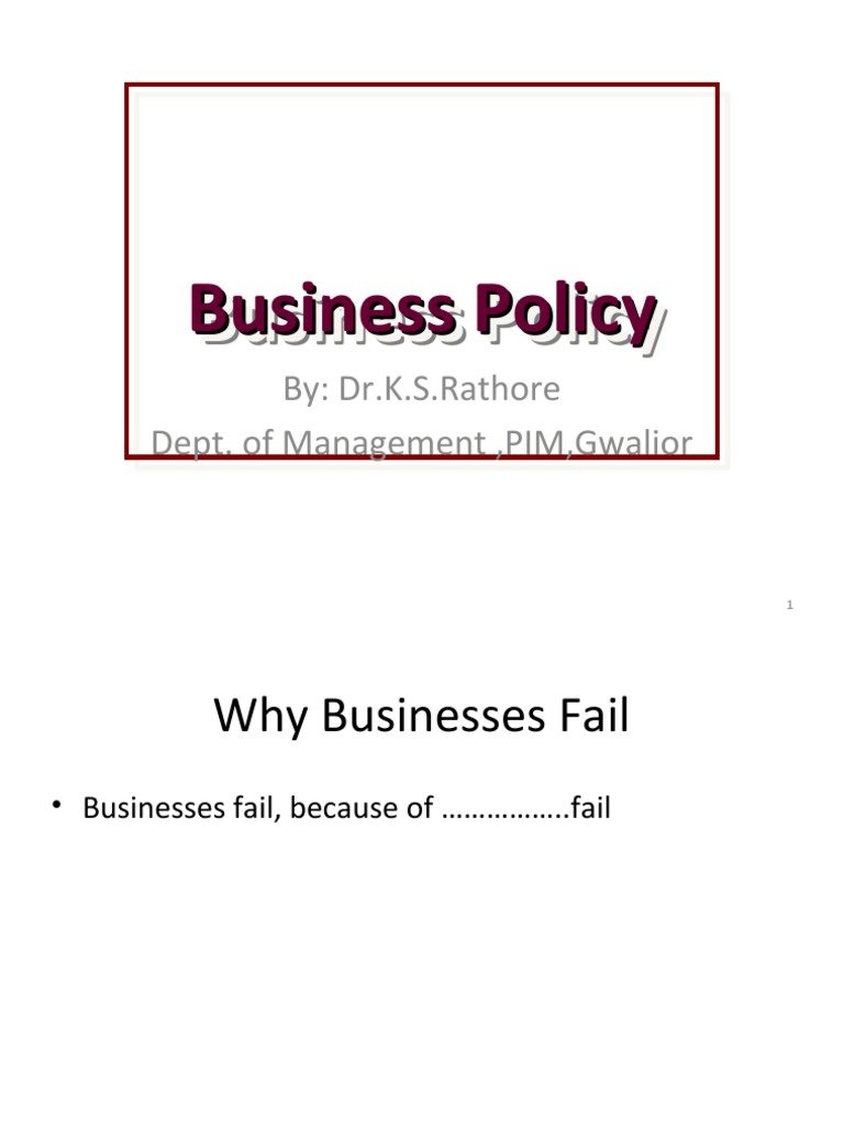 Introduction To Business Policy | PDF | Strategic Management | Social ...