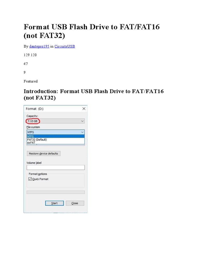 Format USB Flash Drive To FAT | PDF
