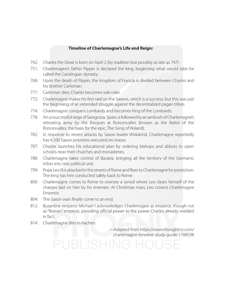 Timeline of Charlemagne's Life and Reign:: Teachers Wraparound Edition ...