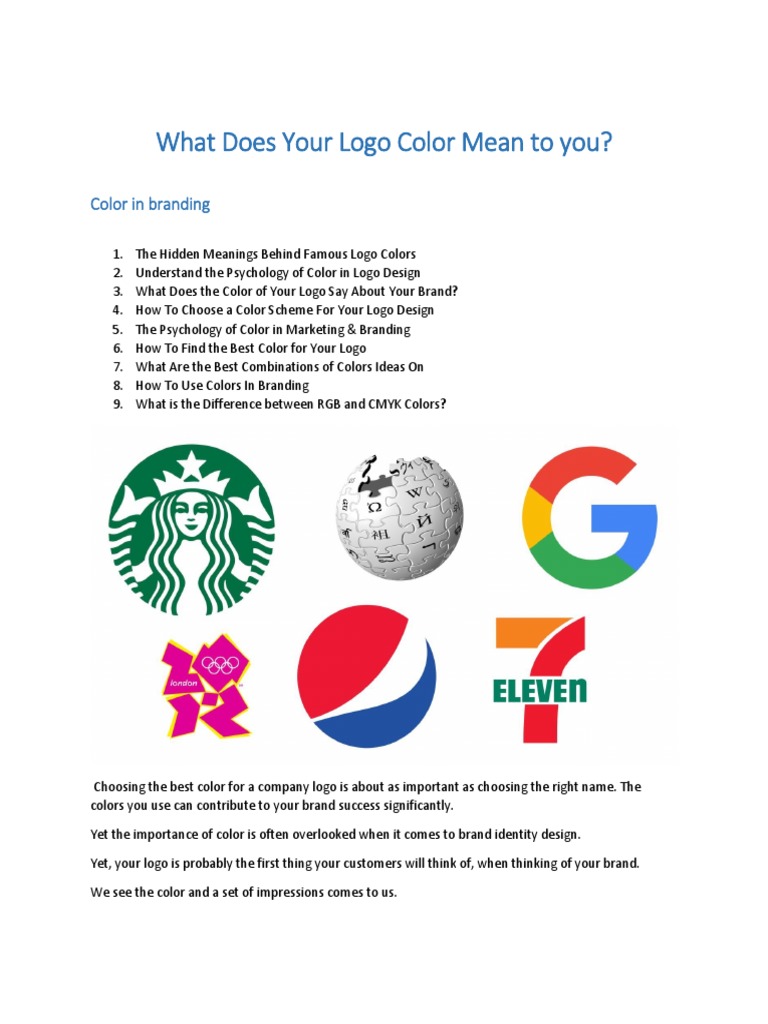 Logo Color Psychology Guide | PDF | Brand | Color