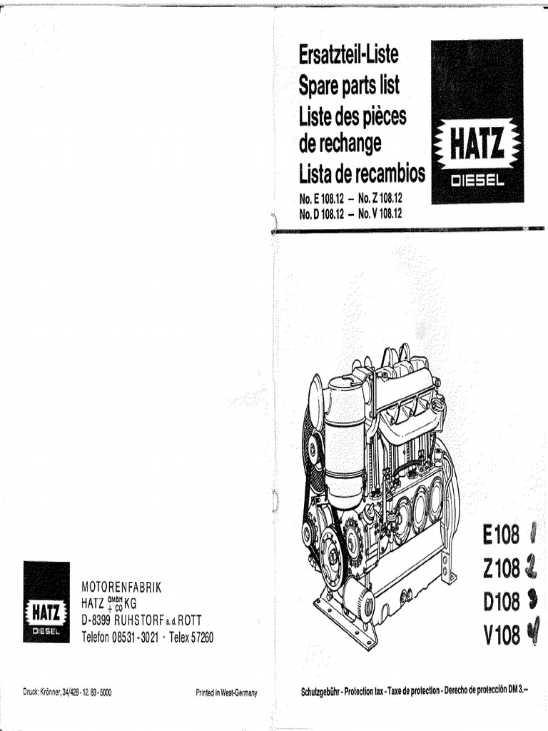HATZ E108 Z108 D108 V108 Diesel SP Multi Lang | PDF