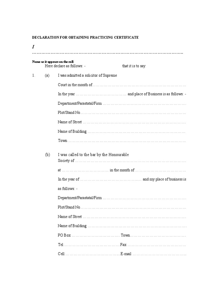 2011 LAZ Declaration Forms | PDF | Practice Of Law | Virtue