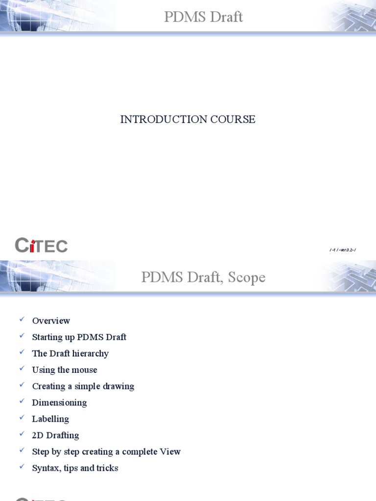 Pdms Draft Introduction Course Pdf Button Computing Menu Computing 
