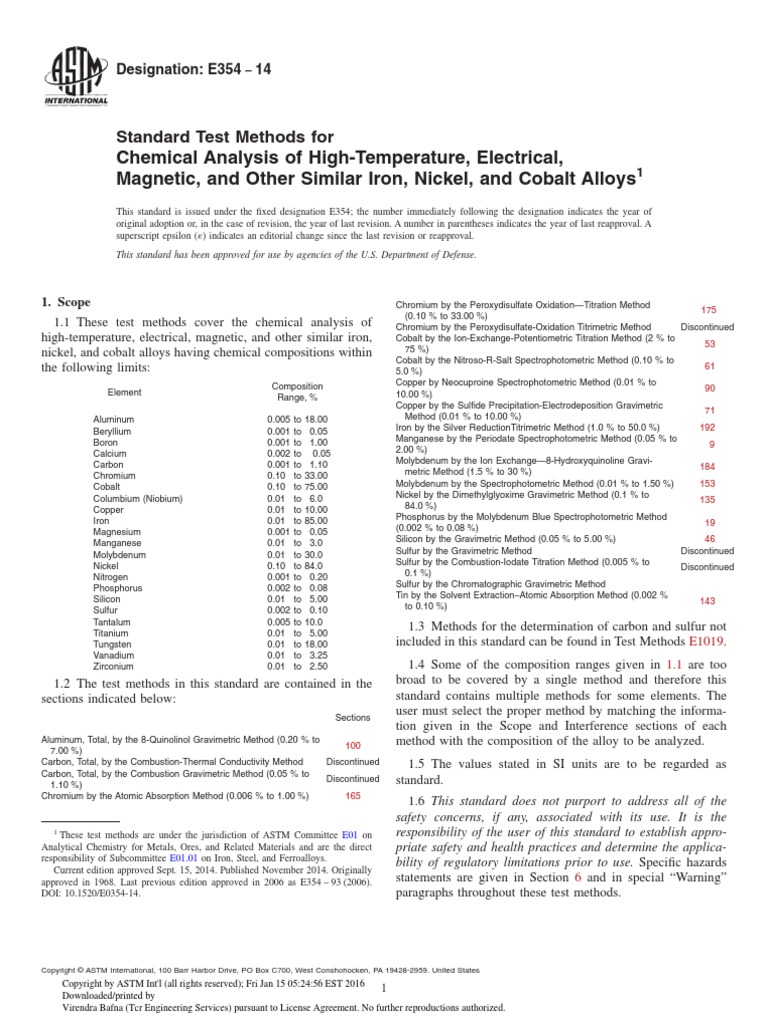 Astm E354.2014 | PDF | Spectrophotometry | Nitric Acid