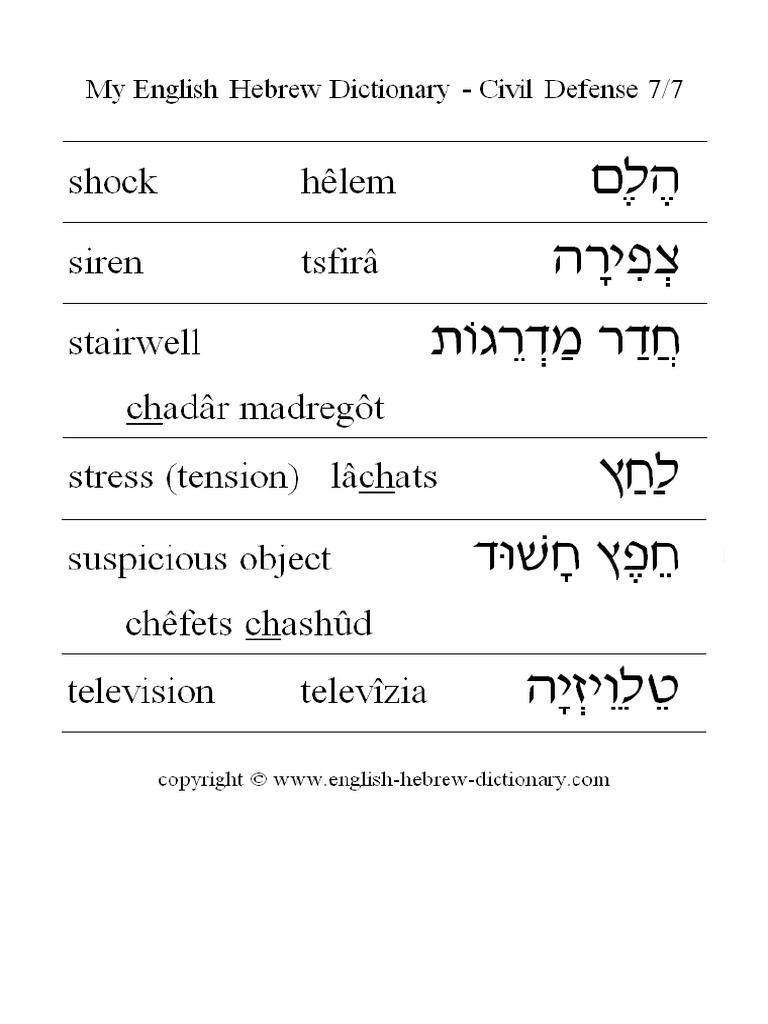 My English Hebrew Dictionary | PDF