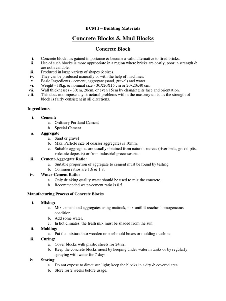Building with Earth: An Overview of Concrete Blocks, Mud Blocks, and ...