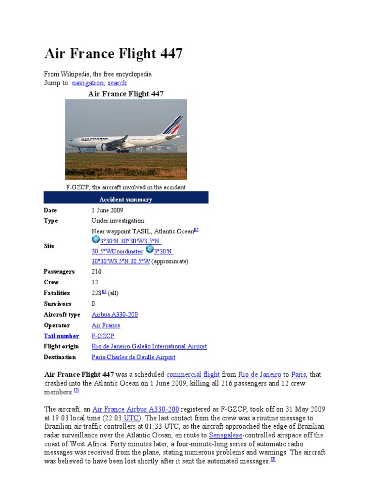 Air France Flight 447 | PDF | Aircraft | Aviation