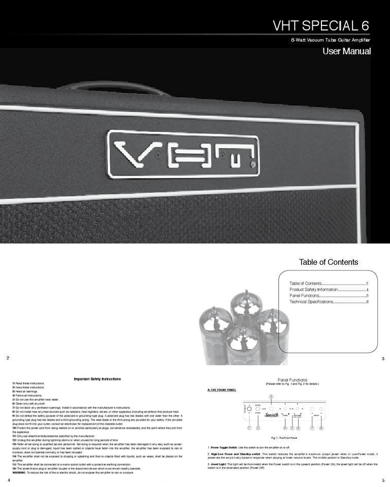 VHT Special 6: User Manual | PDF | Electronic Engineering | Electrical ...
