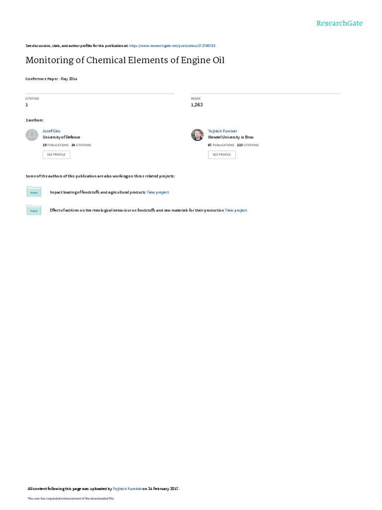 Monitoring Engine Oil Degradation: Analysis of Changing Chemical ...