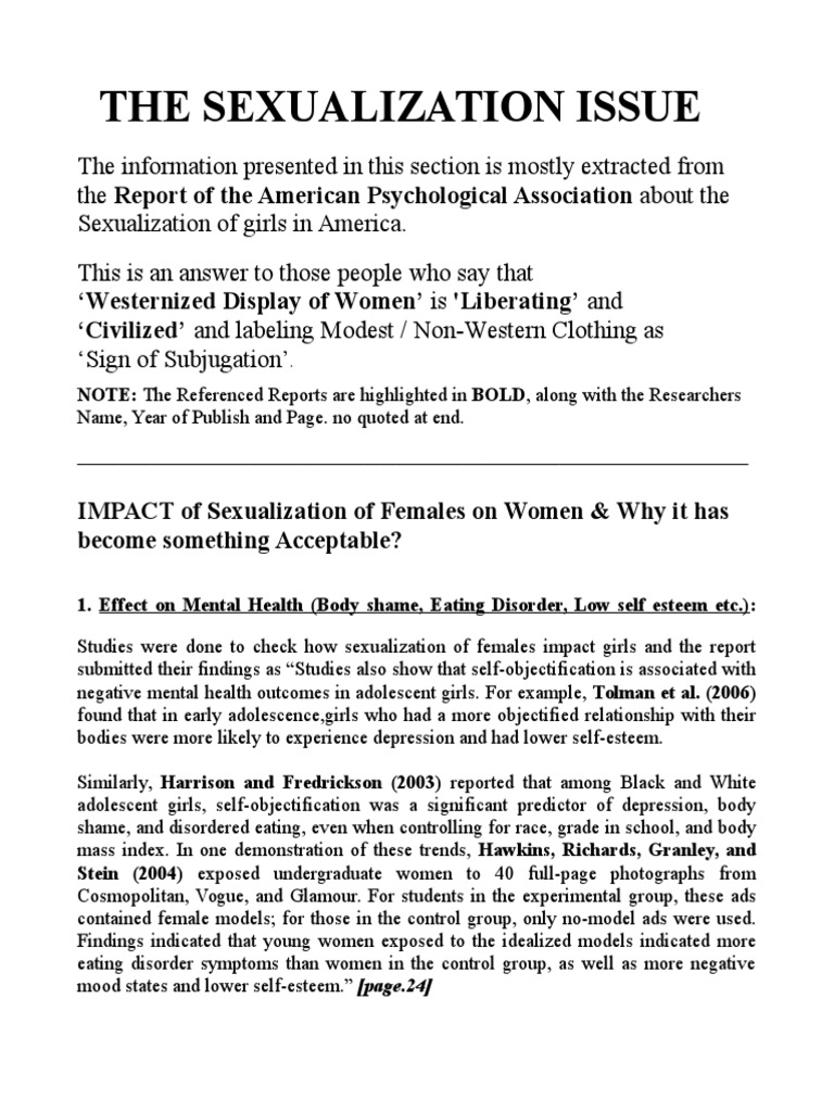 Sexualization Research | PDF | Sexual Harassment | Adolescence