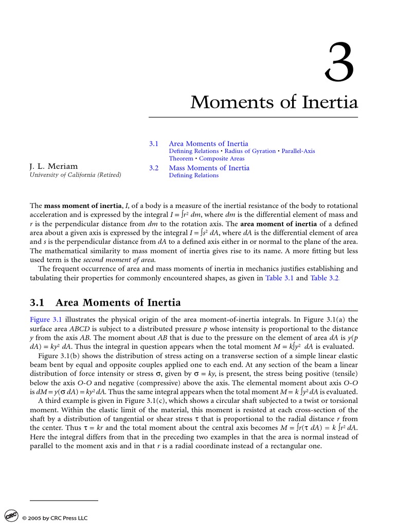 3 - Moments of Inertia | PDF | Stress (Mechanics) | Spacetime
