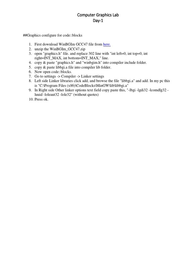 Computer Graphics Lab Day-1: Here | PDF | Pixel | Color