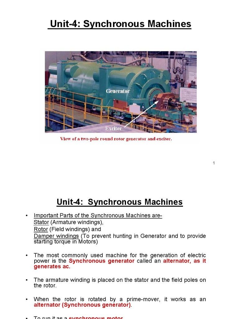 Unit 4 Synch Machines Pdf Electrical Engineering Force