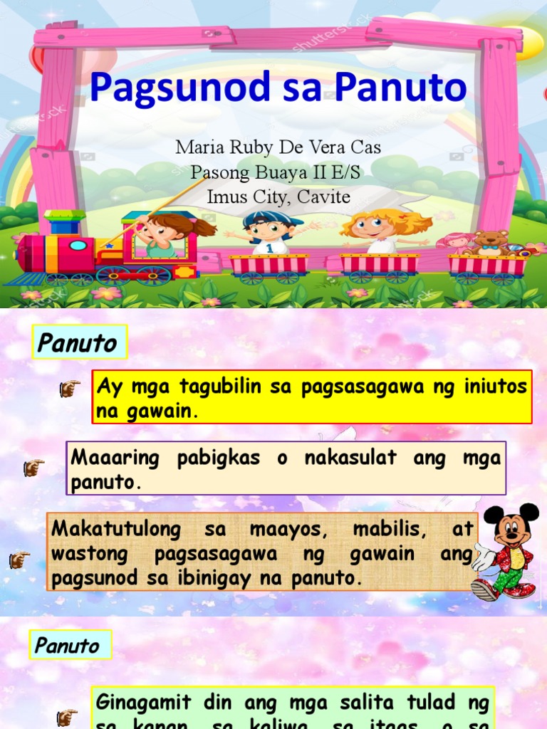 PAGSUNOD SA PANUTO - Mariarubydeveracas | PDF