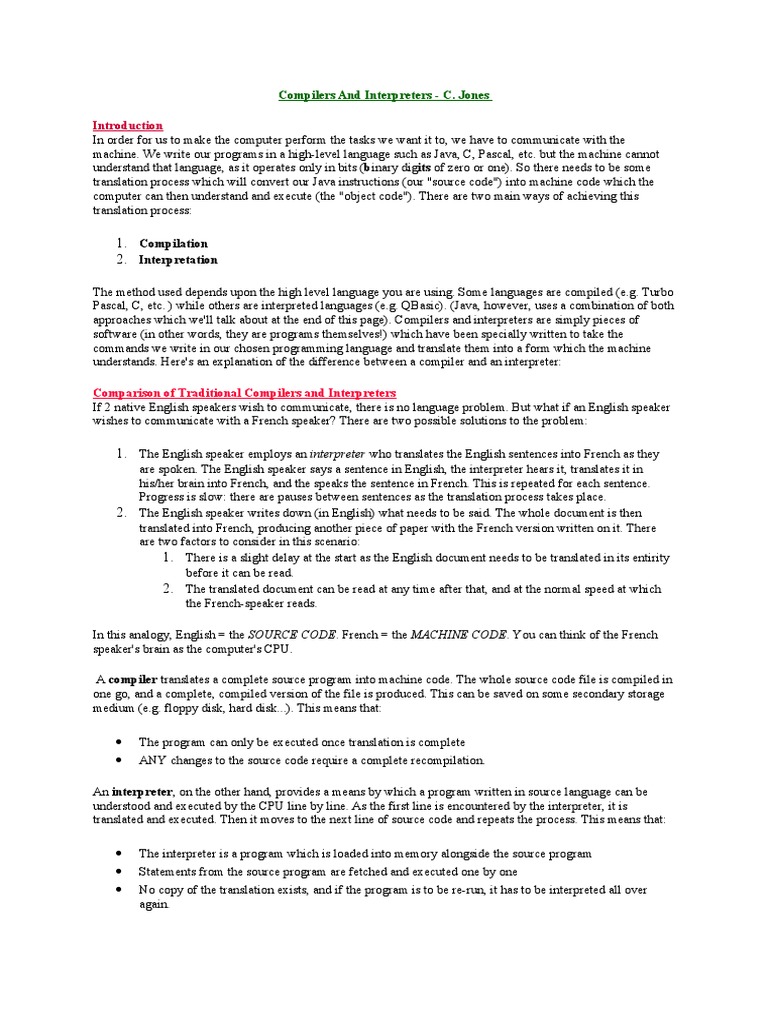Compiler & Interpreter | PDF | Java Virtual Machine | Implementation