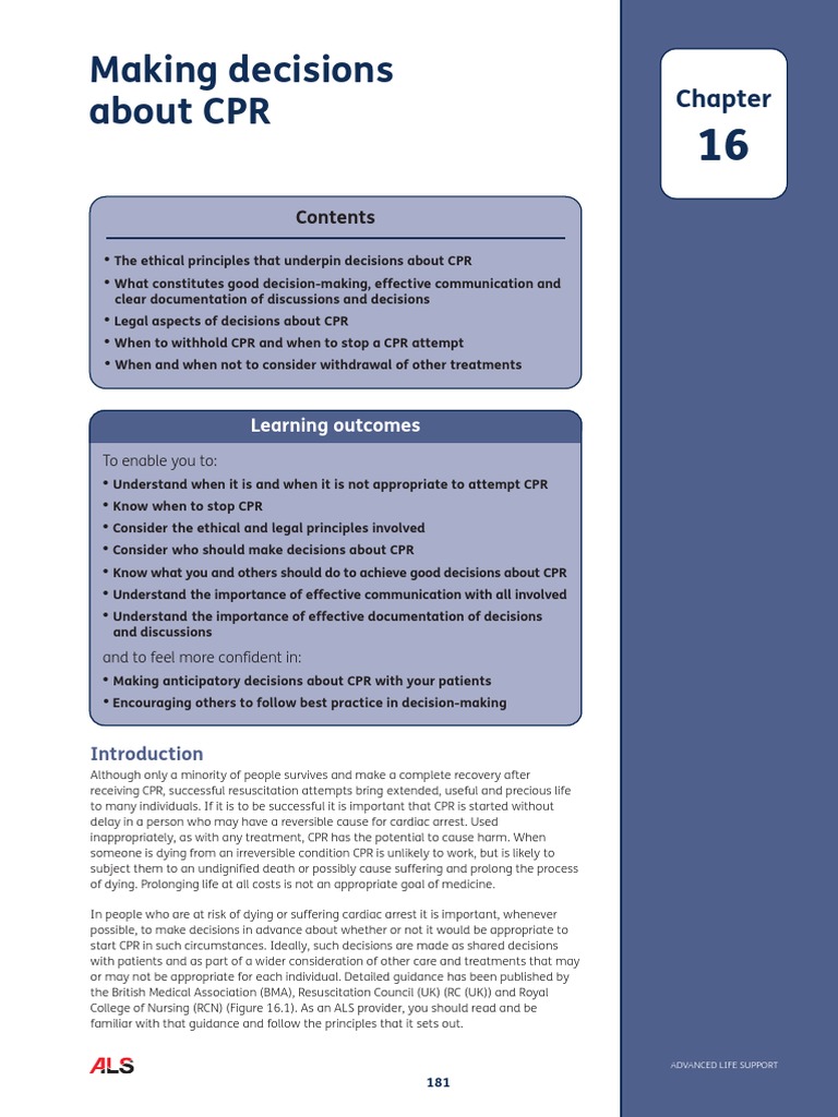 Making Decisions About CPR: Learning Outcomes | PDF | Cardiopulmonary ...