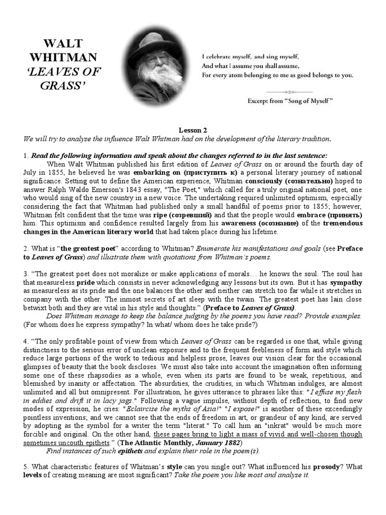 Leaves of Grass': Walt Whitman | PDF | Leaves Of Grass | Walt Whitman
