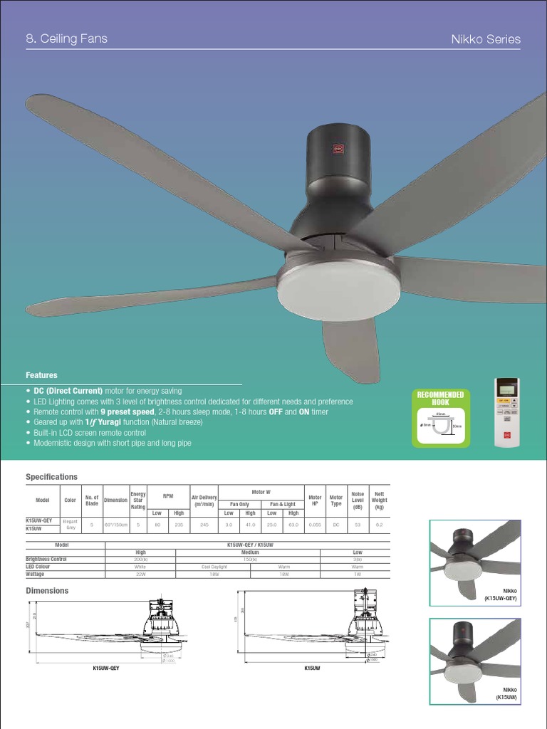 Ceiling Fans Nikko Series: F Yuragi Function (Natural Breeze) | PDF ...