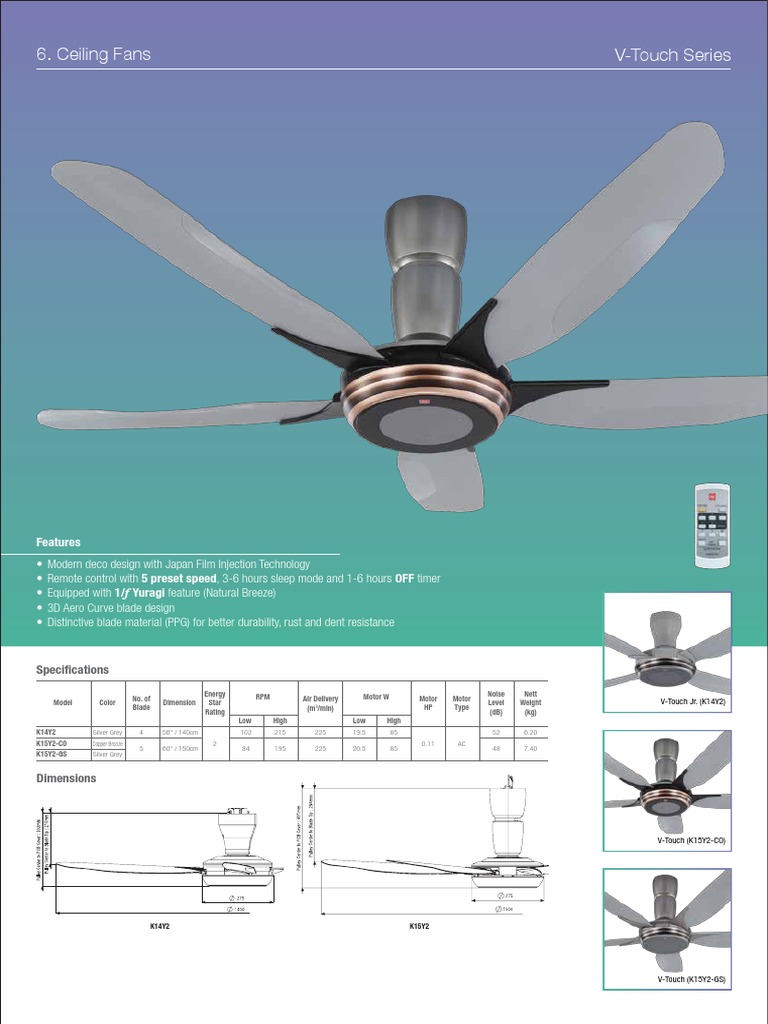 Ceiling Fans V-Touch Series: F Yuragi Feature (Natural Breeze) | PDF