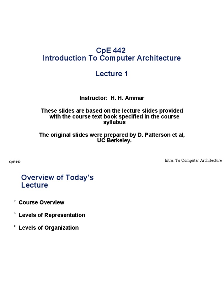Cpe 442 Introduction To Computer Architecture | PDF | Computer Architecture | Input/Output