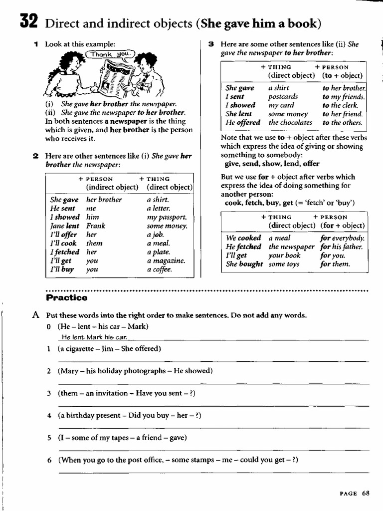 Direct and Indirect Objects (She Gave Him A Book) | PDF | Object ...