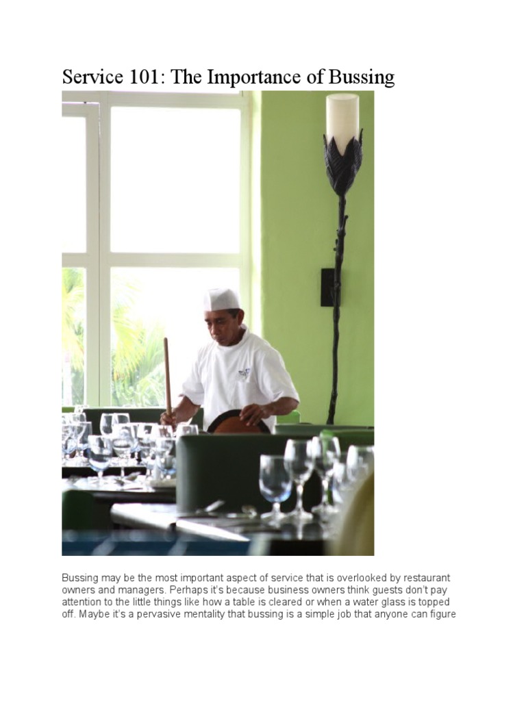 Service 101: The Importance of Bussing | PDF | Restaurants | Waiting Staff