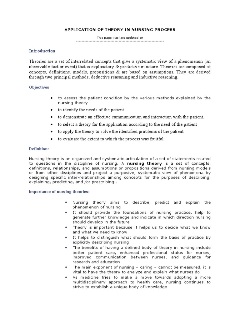 Application of Theory in Nursing Process | Download Free PDF | Theory ...