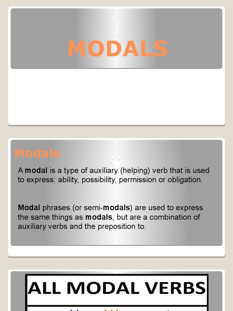 MODALS | PDF | Syntactic Relationships | Semantics
