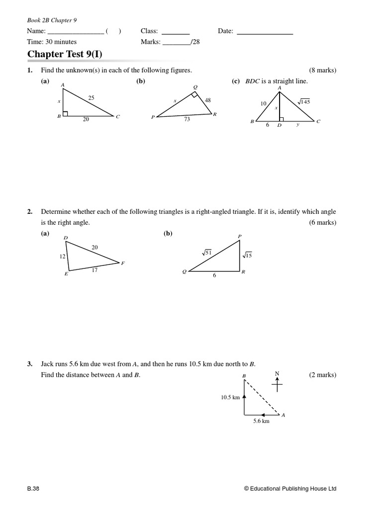 Chapter Test 9 (I) : 1. (A) (B) (C) BDC Is A Straight Line | PDF ...