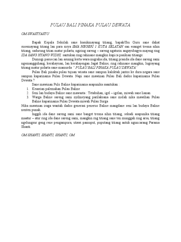 Pulau Bali Pinaka Pulau Dewata | PDF