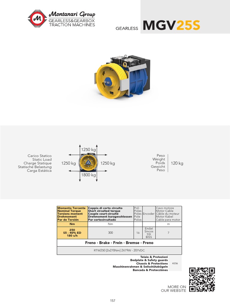 Montanari MGV25S Gearless Motor Specs | PDF | Mechanics | Mechanical ...