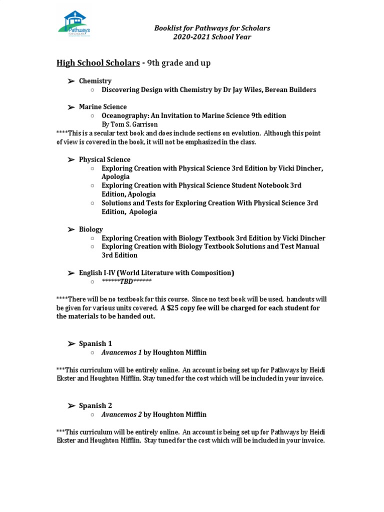 High School Booklist 2020-2021 2 | PDF | Textbook | Learning