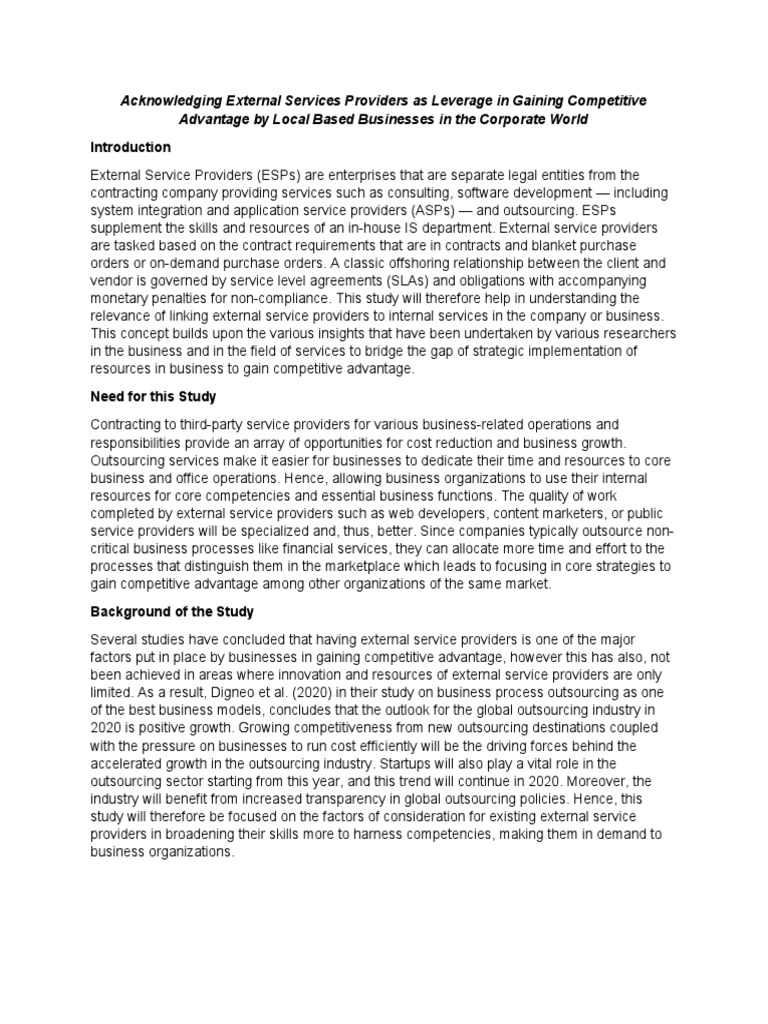 Leveraging External Service Providers for Competitive Advantage | PDF ...