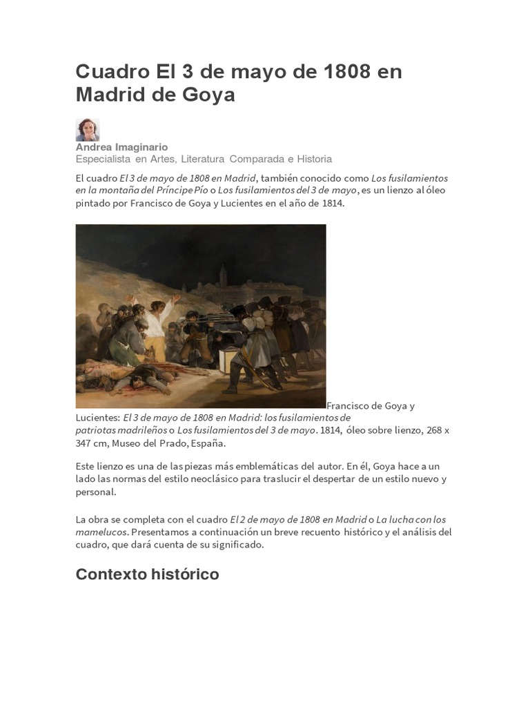 Cuadro El 3 de Mayo de 1808 en Madrid de Goya | PDF | Francisco Goya | Escultura