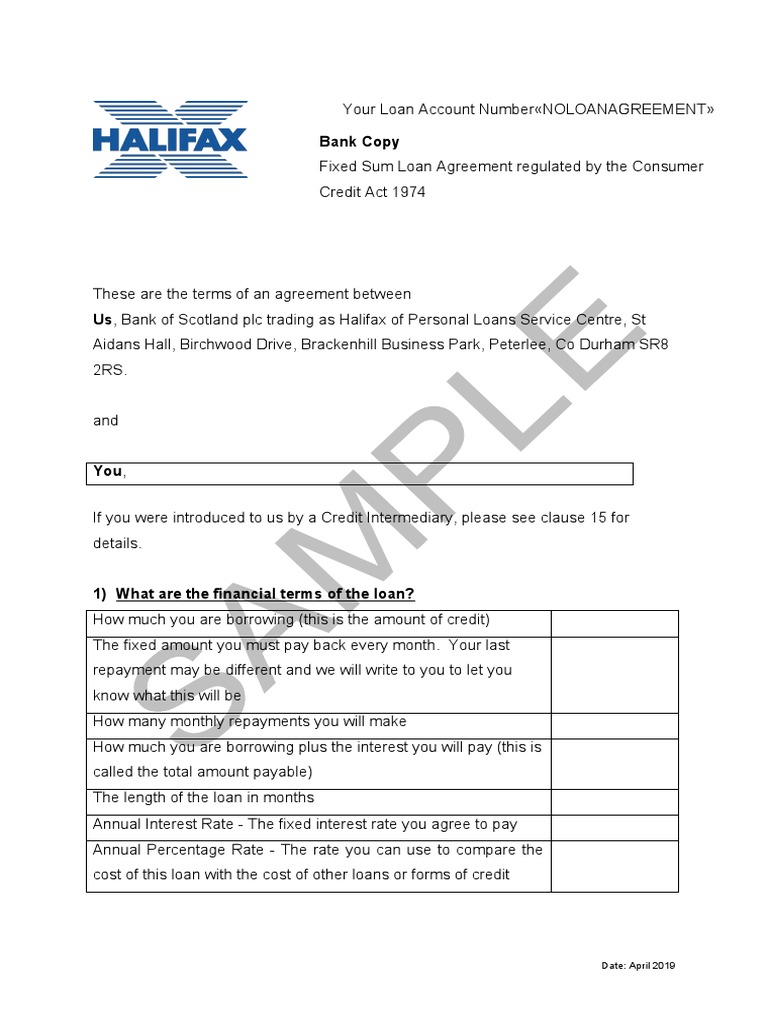 Halifax Personal Loan CCA | PDF | Loans | Interest