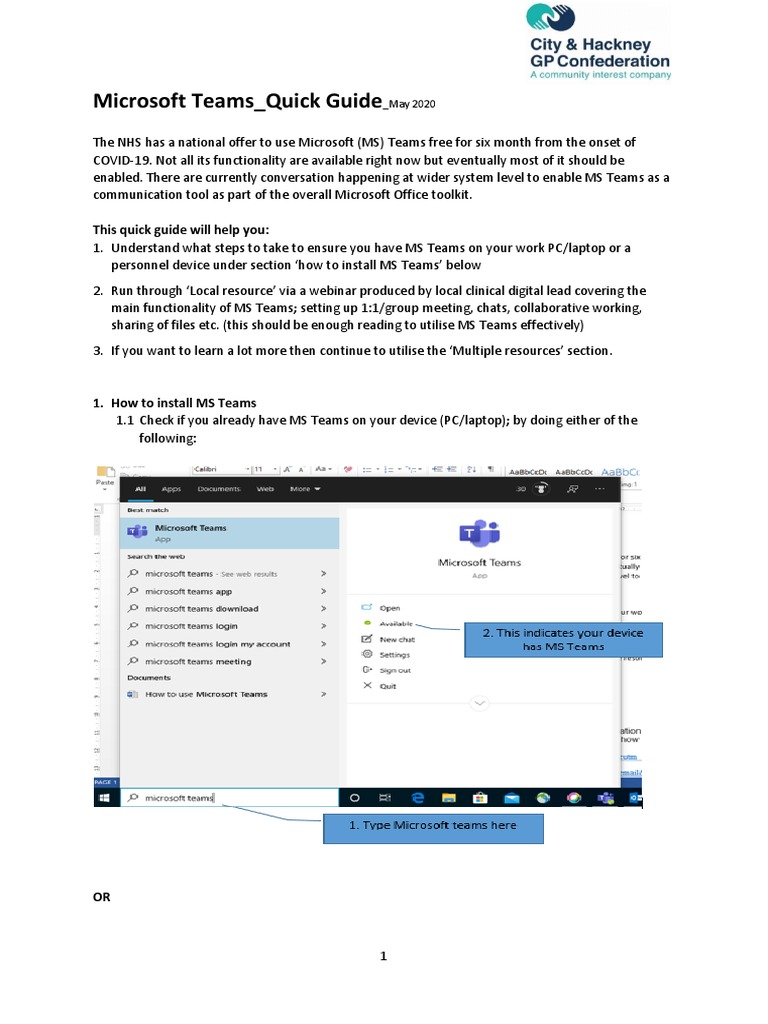 Microsoft Teams Quick Guide for NHS Users | PDF | Icon (Computing ...