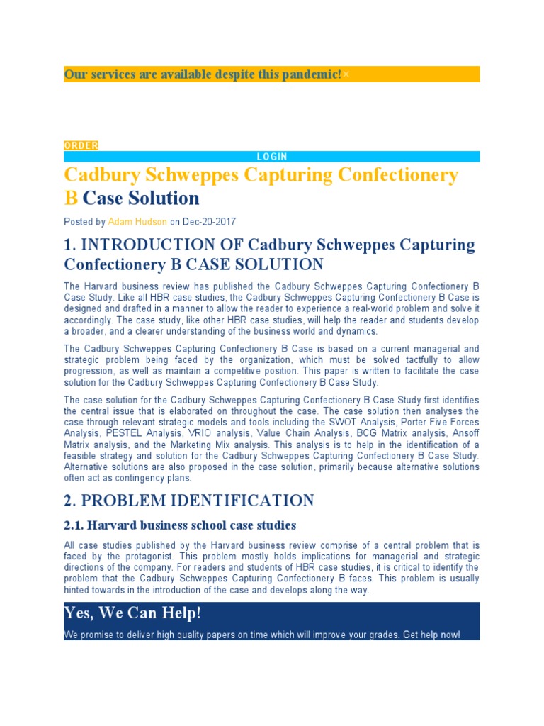 Cadbury Schweppes Capturing Confectionery B: Case Solution | PDF ...