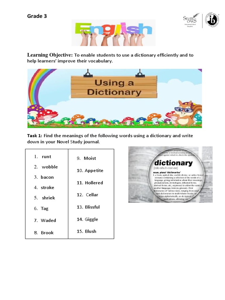 English - Dictionary Task | PDF